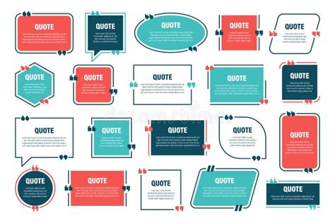 Set Of Various Colorful Isolated Quote Frames Speech Bubbles With Quotation Marks Blank Text