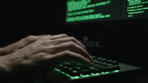 Hands Coding On Illuminated Keyboard Cybersecurity Hacking Programming Concept Stock Video