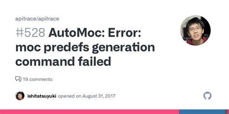automoc error moc predefs generation command failed · issue 528