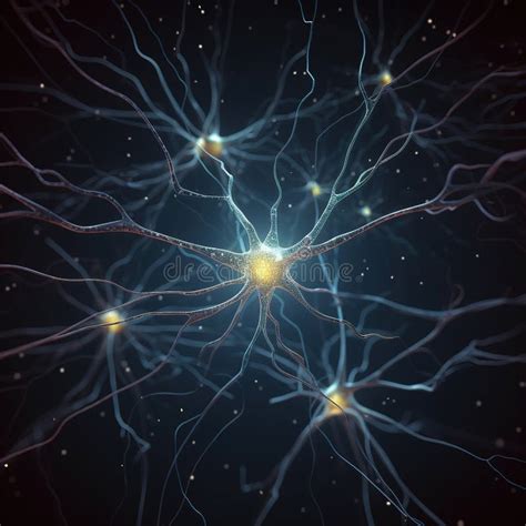 Neuronal Network with Electrical Activity of Neuron Cells AI Generated Illustration ...