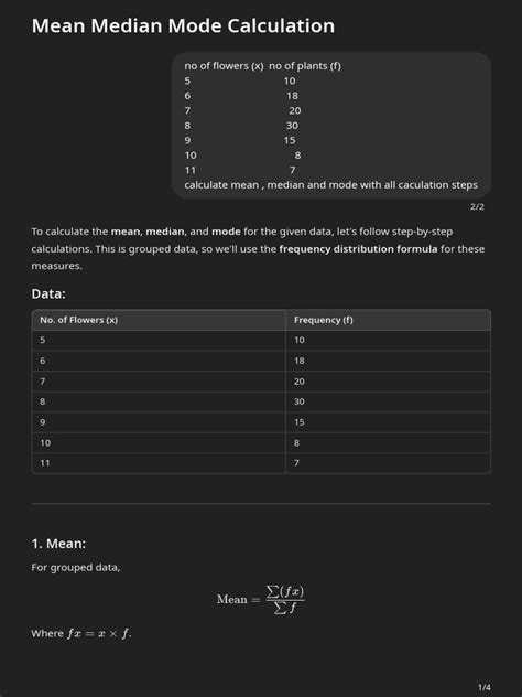 2 Mean Median Mode Calculation Pdf Mean