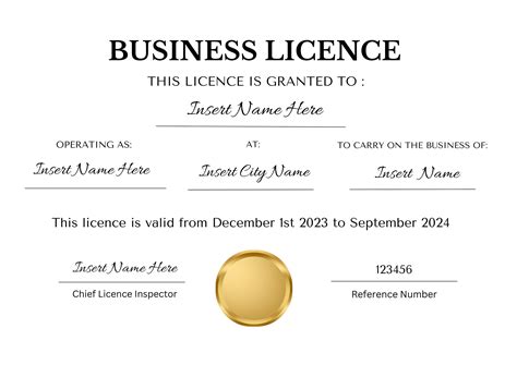 Editable Business Licence Certificate Template Gold Border Digital Download Etsy