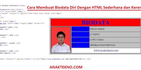 Cara Membuat Biodata Diri Dengan Html Sederhana Dan Keren