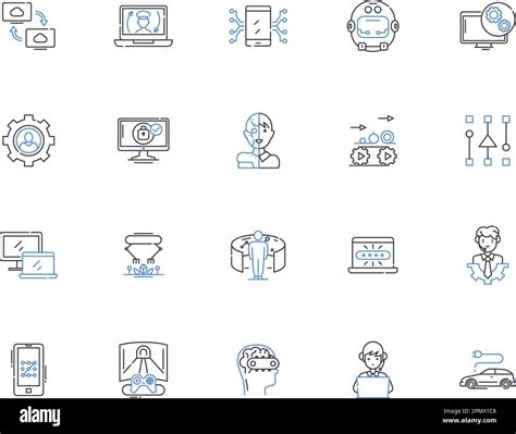 Automation Outline Icons Collection Robotic Process Machine