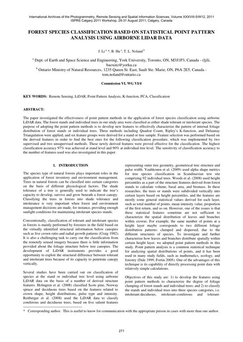 Pdf Forest Species Classification Based On Statistical Point Pattern