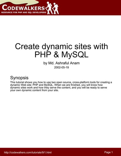 Create Dynamic Sites With PHP MySQL PDF