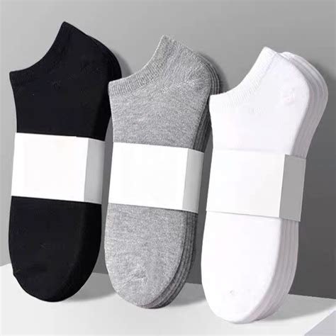 10 Pairs Unisex Socks Cotton Plain Blackwhitegrey Korean Summer