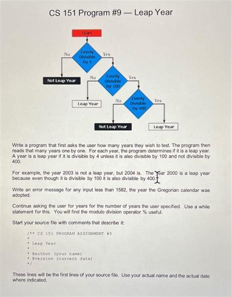 Solved Cs 151 Program 9 Leap Year Write A Program That