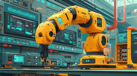 A Modern Industrial Robotic Arm Performing Tasks In A Futuristic Manufacturing Setting With