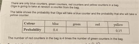 Solved There Are Only Blue Counters Green Counters Red Counters And