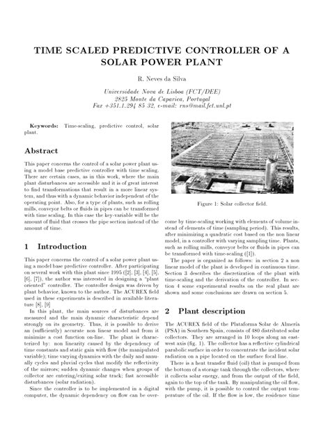 Pdf Time Scaled Predictive Controller Of A Solar Power Plant