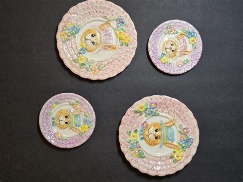 Mercuries Usa 1994 Easter Bunny Tea Set Plates Etsy