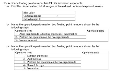 10 A Binary Floating Point Number Has 24 Bits For