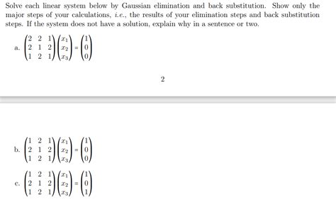 solved solve each linear system below by gaussian