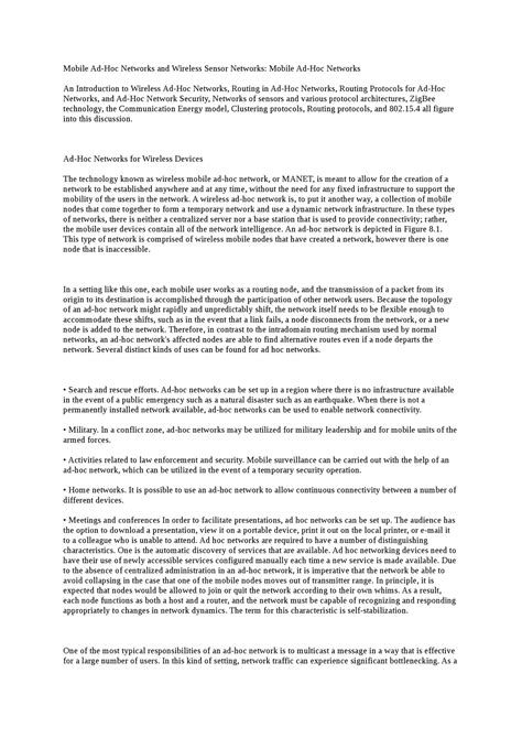 part 1 mobile ad hoc networks and wireless sensor neworks mobile ad