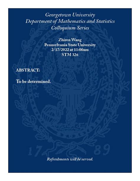 Colloquium Series Department Of Mathematics And Statistics Georgetown University