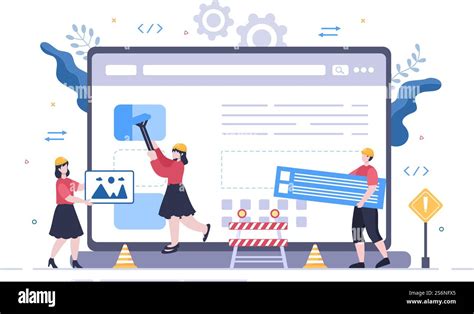 Software System Under Maintenance Vector Illustration Error Website Development And Update