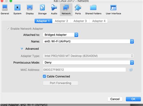 networking kali linux virtualbox wi fi config super user