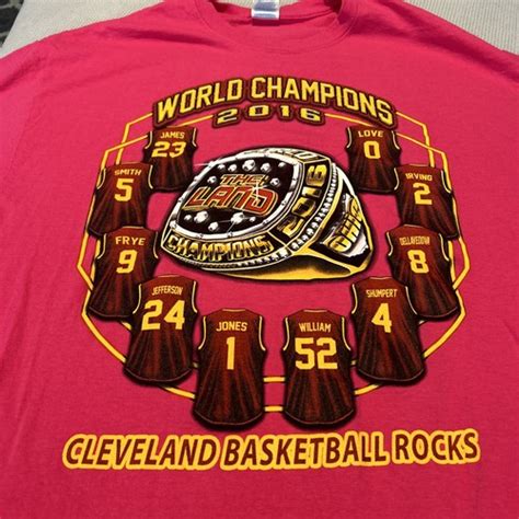 Rare 2016 Cleveland Cavaliers Championship Ring Jersey Team Name T