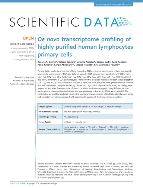 Pdf De Novo Transcriptome Profiling Of Highly Purified Human