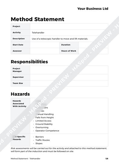 Telehandler Method Statement Template Haspod