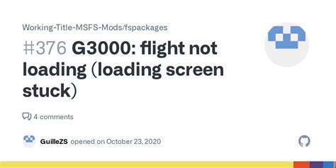 G3000 Flight Not Loading Loading Screen Stuck · Issue 376 · Working