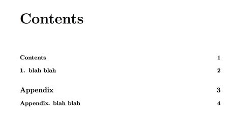 Table Of Contents Appendix Without Letter In Toc Tex Latex Stack