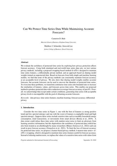 Pdf Can We Protect Time Series Data While Maintaining Accurate Forecasts