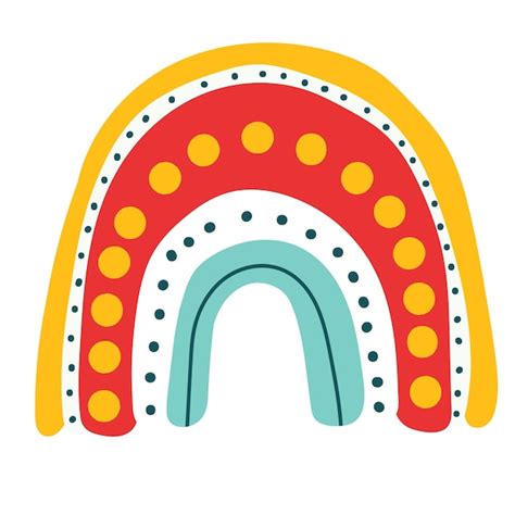 귀여운 무지개 클리파트 어린이 일러스트레이션 프리미엄 벡터