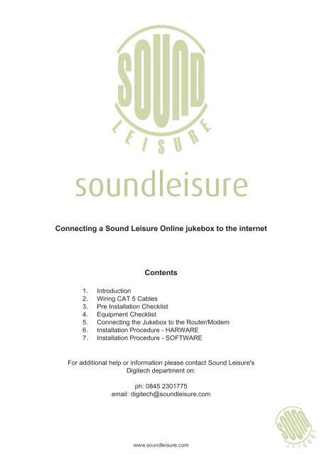 Online Jukebox Installation Guide Sound Leisure