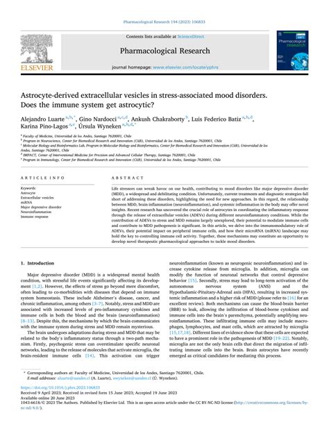 PDF Astrocyte Derived Extracellular Vesicles In Stress Associated Mood Disorders Does The