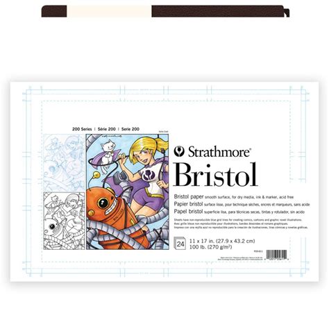 200 Series Bristol Paper Pad Tape Binding 24 Sheet 11x17 Inch 1