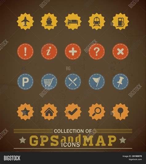 Retro GPS MAP Icon Vector Photo Free Trial Bigstock