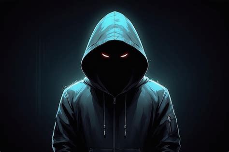 premium ai image hacker in a hoodie is standing in a dark room