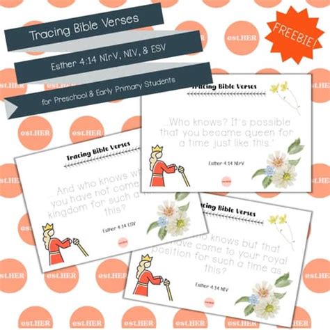Tracing Bible Verses Esther 414 3 Versions Nirv Niv Esv Freebie
