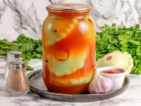 Маринованные патиссоны с кетчупом на зиму — рецепт с фото пошагово