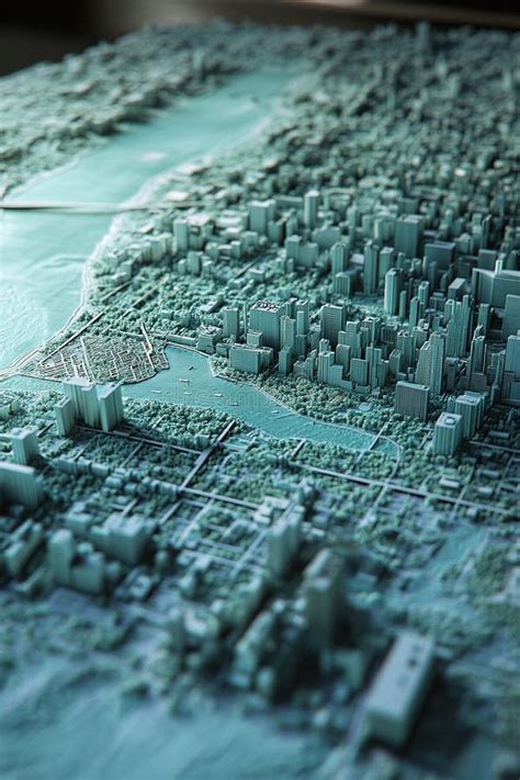 3d Satellite Scan Model Of An Urban Area Showcasing Elevation Land