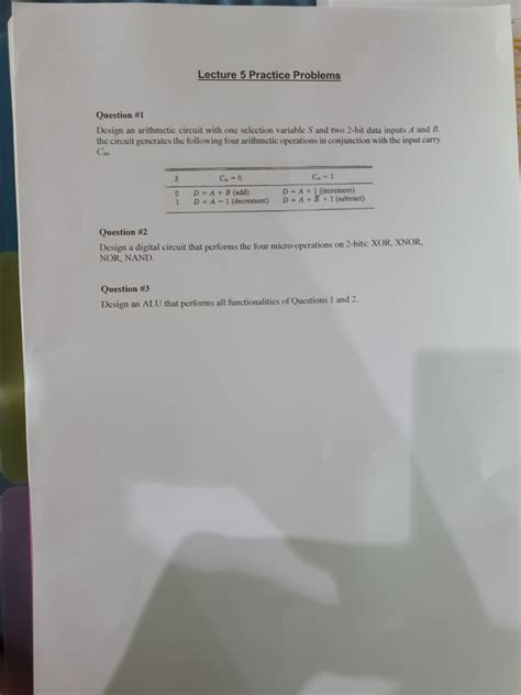 Solved Lecture Practice Problems Question Design An Chegg Com