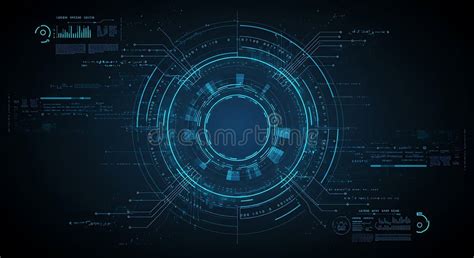 Futuristic Digital Interface Featuring A Circular Hud Heads Up Display Design Stock