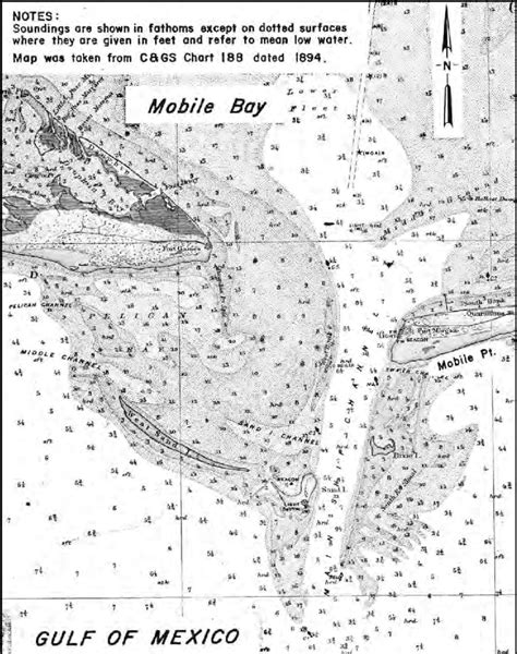 1894 Nautical Chart 188 Of The Entrance To Mobile Bay Illustrating