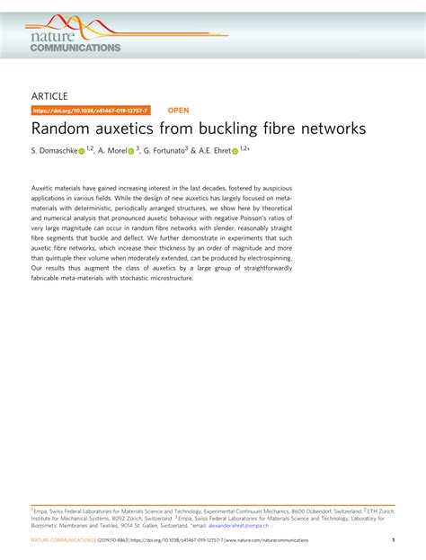Pdf Random Auxetics From Buckling Fibre Networks