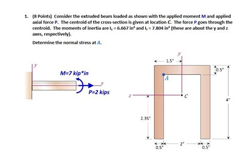 1 8 Points Consider The Extruded Beam Loaded As Shown With The Applied