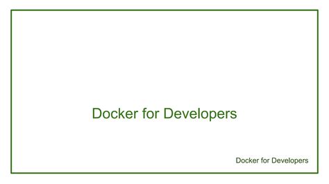 Docker For Developers Pdf