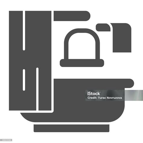 목욕 거울과 수건 단단한 아이콘 인테리어 디자인 개념 흰색 배경에 욕실 표지판 모바일 개념에 대한 글리프 스타일의 커튼과 거울 아이콘 욕실 벡터 그래픽 0명에 대한 스톡