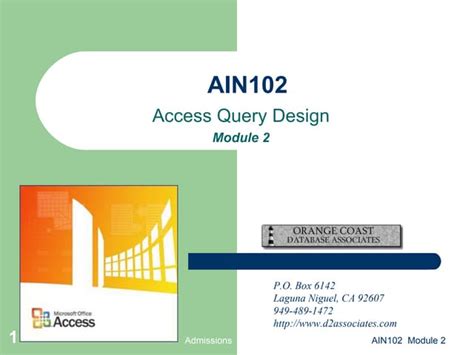 ain102 2 microsoft access queries ppt databases computer software