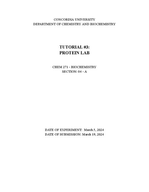 Tutorial 03 Enzymes Concordia University Department Of Chemistry And Biochemistry Tutorial