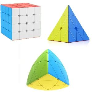 Vworld Challenging High Speed Smooth Stickerless Cube Combo Of 4x4x4x4 Pyramid Triangle And