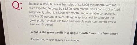 Solved Suppose A Smanll Business Has Sales Of 12000 This