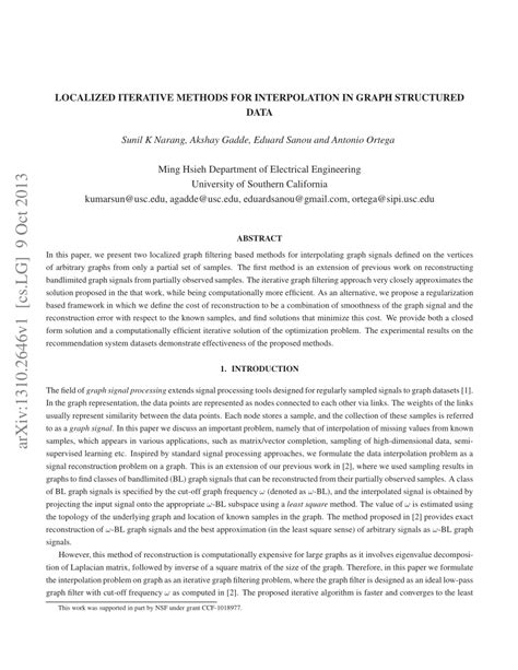 pdf localized iterative methods for interpolation in graph structured