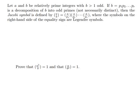 Solved Let A And B Be Relatively Prime Integers With B L Chegg Com